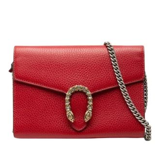 Gucci Portefeuille bandouli&egrave;re en cuir Dionysus Pre-owned - Femme - Pre-owned - Rouge - Taille: ONE Size