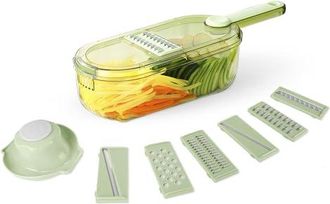 Generico 1 Mandoline 6 Klingen grün, PET Polypropylen ABS-Kunststoff Edelstahl Thermoplastischer Kautschuk (TPR), Gemüse