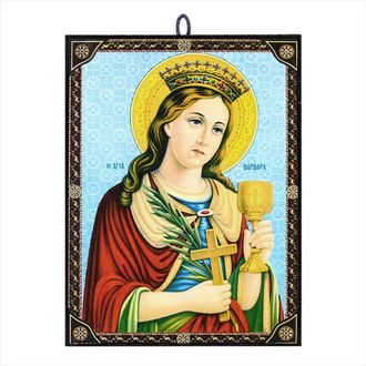 NKlaus Ikone Heiliger Barbara 9,7x13,5x1,2cm Christliche Ikone orthodox aus Griechenland 60168