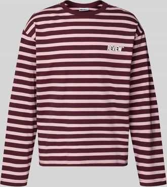 Review Gestreiftes Langarmshirt mit Logoprint vorne und hinten