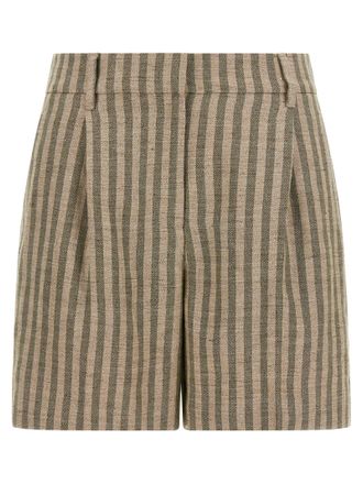 Brunello Cucinelli Striped Linen Blend Bermuda Shorts - Beige