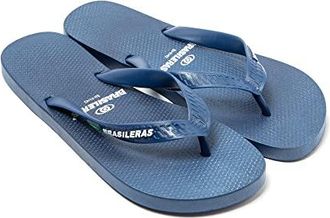 Brasileras Tongs Homme Antidérapantes Confortables Chaussures de Plage/Piscine/urbaines Bleu Marine 45/46 EU
