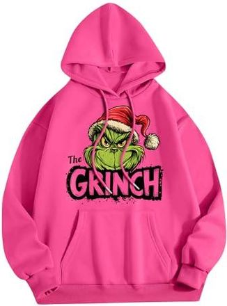 Generic Le Grinch Sweat A Capuche Femme Vêtements Plaid Sweatshirts Moche Pilou Sweet 2025 Adulte Femmes Pyjama Noël Chaud Deguisement Vetement Oversize De Pu