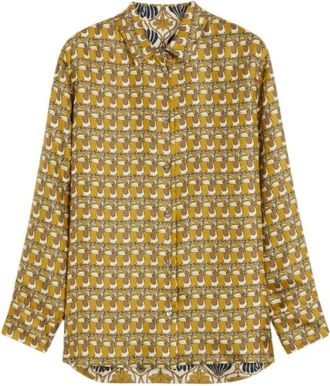 Max Mara Femme, Blouses et Chemises, Jaune, Taille: 40 FR Times Reversible Printed Silk Shirt