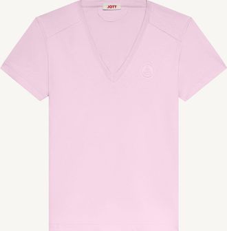Jott T-shirt col V femme en coton Rose p&eacute;tale Sofia - Taille XS