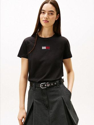 Tommy Hilfiger T-shirt à col ras-du-cou et drapeau en strass