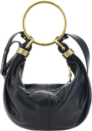 Chloé Femme, Sacs, Noir, Taille: ONE Size Sac à main en cuir avec poignée en laiton