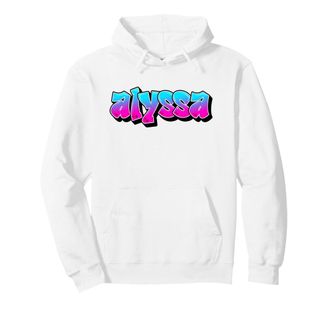 BDAZ Alyssa Graffiti Personalisierter Name Blau Rosa Frauen M&auml;dchen Pullover Hoodie