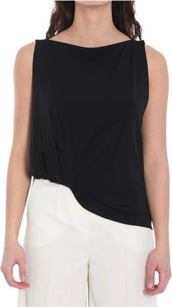Jacquemus Femme, Tops, Noir, Taille: 40 FR Asymmetric Drape Sleeveless Top