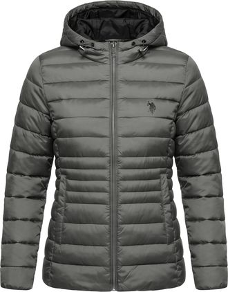 U.S.Polo Association Damen Steppjacke - leicht, mit Kapuze & Logo
