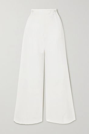 Chlo&eacute; Schlaghose Aus Einer Woll-leinenmischung - Wei&szlig;