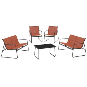 IDMarket Set Di Mobili Da Giardino Bassi Malaga A 6 Posti Con 2 Divani, Poltrone E Tavolo In Terracotta
