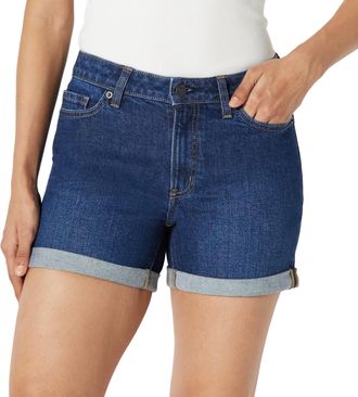 Amazon Essentials Damen Damen-Shorts, mittelhoch, Stretch, schmale Passform, mittelhoch, 10,2 cm, Dark Shadow Wash, 40-42