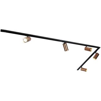 QAZQA Modernes Schienensystem mit 5 Strahlern Dunkelbronze 1-Phasen GU10 70mm - Iconic Jeana Luxe