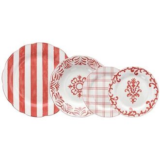 Tognana Riviera, Service de vaisselle 18 pi&egrave;ces, porcelaine, rouge