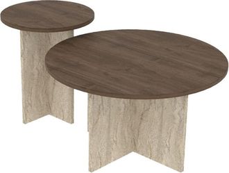 Hanah Home Ensemble de table basse en bois Private 70 x 70 x 40 cm - Noyer