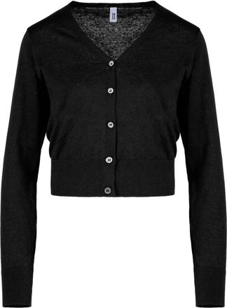 Bomboogie Femme, Pulls, Noir, Taille: 38 FR Cardigan en lin et coton