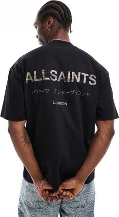 AllSaints Underground - T-shirt oversize - Noir camouflage