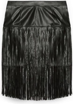 Fiorella Rubino Femme, Jupes, Noir, Taille: 44 FR Jupe fourreau &agrave; maxi franges