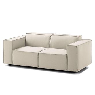 Studio Copenhagen home24 2-Sitzer Sofa Wei&szlig;/Altwei&szlig; Webstoff Osta 189 x 70 x 96cm Sitztiefenverstellung Modern