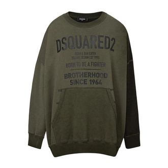 Dsquared2 Gr&uuml;ner Baumwollpullover - - Sweatshirts & Hoodies - Herren - Gr&uuml;n - 2XL