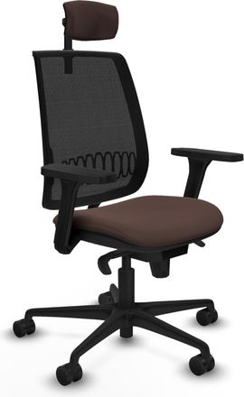 Piqueras y Crespo Rollstuhl f&uuml;r Alares Schreibtisch mit 3D-Armen, h&ouml;henverstellbare Lendenwirbelst&uuml;tze und h&ouml;henverstellbares Kopfteil und Neigung, Schwarz/Dunkelbraun