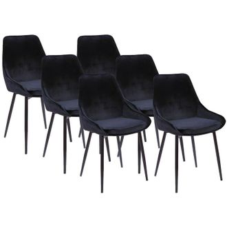 Vente-Unique Vente-unique - Lot de 6 chaises - Velours et m&eacute;tal noir - Noir - masurie