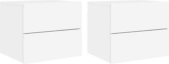 vidaXL Wand-Nachttische mit LED-Leuchten 2 Stk. Wei&szlig; Vidaxl