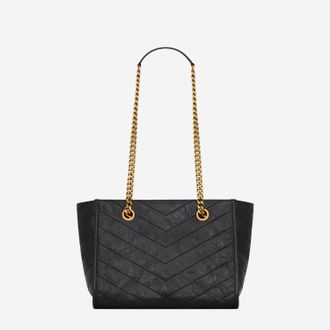 Saint Laurent Womens Shopping Bag Niki Vintage Leather Black Tote