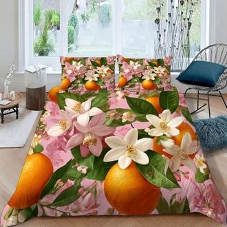 Generic Housse de Couette 240 x 260 Motif Botanique Parure de Lit 2 Personnes Enfants et Adultes 3 Pi&egrave;ces Housse Couette en Microfibre Douce Imprim&eacute; 3D avec 2