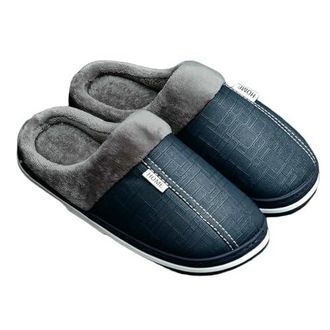 Generic YUJIEBB Pantoufles dhiver imperm&eacute;ables en coton pour femme - Chaudes - En fourrure - Antid&eacute;rapantes - Chaussures &agrave; plateforme, bleu marine, 39.5 EU