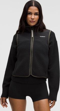 lululemon High-Pile Vest f&uuml;r Frauen - Gr&ouml;&szlig;e XL in Black/Olive Brown/Light Ivory