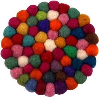 Guru Shop Filzuntersetzer, Untersetzer aus Filzkugeln, Filzdekoration rund &Oslash; 10 cm - bunt / Untersetzer und Tabletts