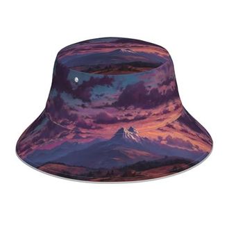 Generic Chapeau De Seau Unisexe Impression du Cr&eacute;puscule sur La Montagne Chapeau De Soleil Respirant &Eacute;t&eacute; Bonnet De Soleil, pour Le Camping, La Randonn&eacute;e, Plag