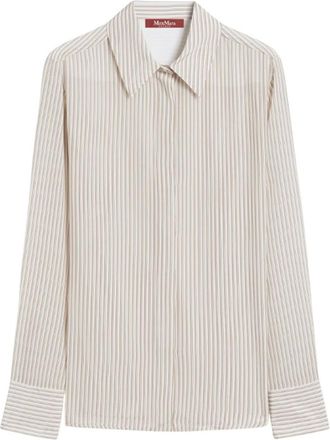 Max Mara Femme, Blouses et Chemises, Beige, Taille: 34 FR Camicia in cr&ecirc;pe de Chine stampato