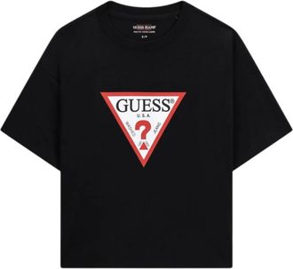 Guess Femme, Tops, Noir, Taille: 42 FR T-shirt court boxy