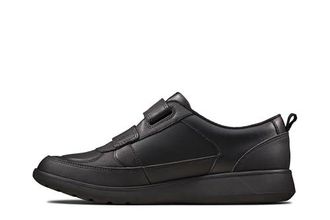 Clarks Scape Flare K, Sneakers Basses Gar&ccedil;on, Noir (Black Leather Black Leather), 34 EU
