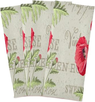 Mnsruu K&uuml;chentuch, Motiv: Mohnblume, Retro, K&uuml;chent&uuml;cher, Geschirrtuch, Geschirrtuch, Geschirrtuch, super saugf&auml;hig, weich, 71 x 46 cm, 1 Packung