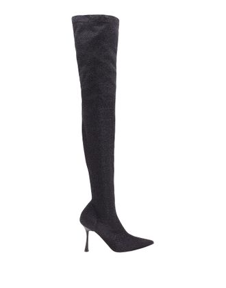 8 by YOOX STRETCH GLITTER OVER-THE-KNEE BOOTS