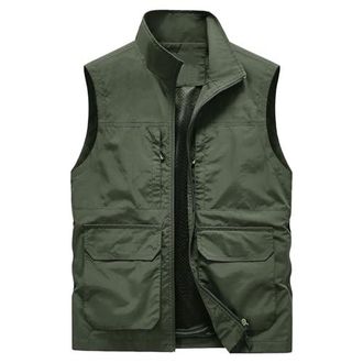 Generic Gilet Softshell fin &agrave; col montant pour homme, fermeture &eacute;clair avec poche &agrave; revers, s&eacute;chage rapide et respirant, gilets minimalistes l&eacute;gers et imperm&eacute;