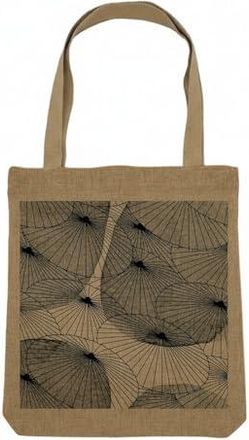 Fabulous Sac Shopping Tote Bag Aspect Lin - Parapluies Style Japonais Illustration Traditionel Art Motif - Sac de Courses Toile Epaisse 360g Beige Naturel Caba