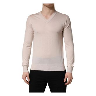 Dolce & Gabbana V-Ausschnitt Pullover - - Knitwear - Herren - Beige - S
