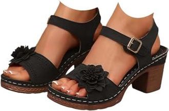 Generic Sandales &agrave; talons bas larges, chaussures d&eacute;t&eacute; pour femme, sandales orthop&eacute;diques &agrave; talon bas pour femme, sandales orthop&eacute;diques pour femme, sandales &agrave;