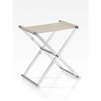 Joop BATHLINE, Hocker Chrom u. Lederimitat Grau geprägt, Grau u. Chrom