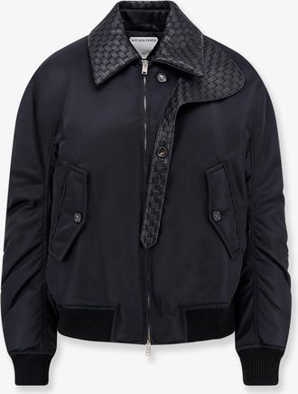Bottega Veneta Nylon jacket with Intrecciato leather collar - BOTTEGA VENETA - gender_Woman