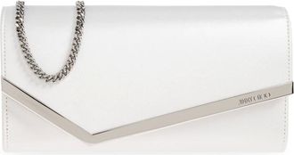 Jimmy Choo London Femme, Sacs, Blanc, Taille: ONE Size Pochette Emmie avec cha&icirc;ne