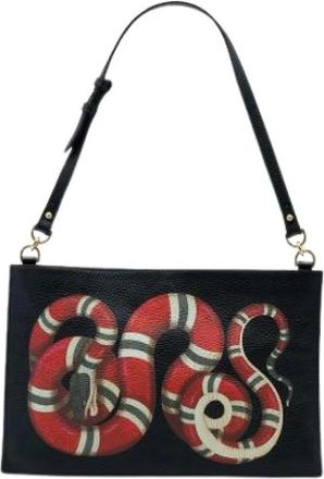 Gucci Sac bandouli&egrave;re en cuir de veau imprim&eacute; Pre-owned - Femme - Pre-owned - Noir - Taille: ONE Size