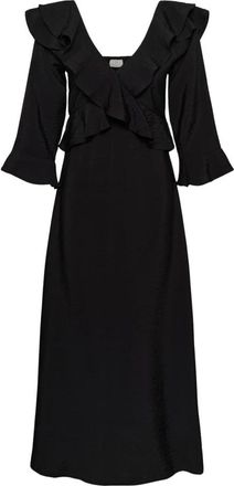 Kaffe Kaelsie Midikleid - - Dresses - Damen - Schwarzk - M