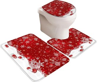 Generic Weihnachts-Toilettensitzbezug | Toilettensitzbezug Weihnachtsteppich | Anti-Rutsch-Matte Cartoon Winterurlaub Bodenpolster f&uuml;r Zuhause Wohnung Hotel H