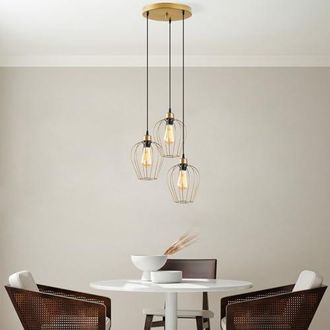 Opviq Elegant Gold Chandelier, Adjustable Height 30-115 cm, Metal Body, &Oslash;41 x 115 cm | 3 x E27 Max 40W, Stylish Lighting for Modern Spaces, IP20